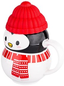 Altom Vánoční hrnek se silikonovým víčkem Penguin, 350 ml