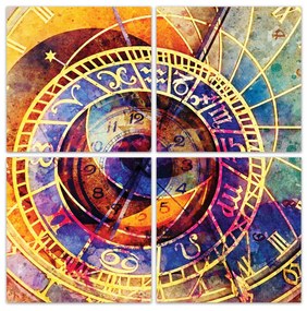 Malvis ® Obraz orloj abstrakce Velikost: čtyřdílné panorama - 100x25 cm