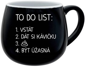 TO DO LIST:  BÝT ÚŽASNÁ - černý keramický hrníček 300 ml