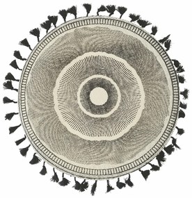 VILLA D’ESTE HOME TIVOLI Kulatá podložka s třásněmi Juta Ø38 cm, černá/bílá, set 6ti kusů