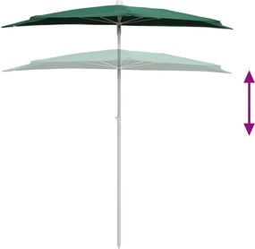 Zahradní půlkruhový slunečník s tyčí 180 x 90 cm zelený 315560