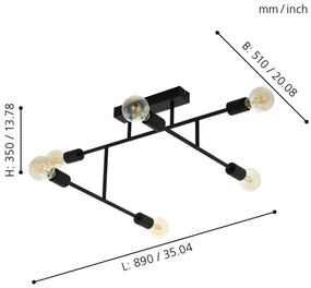 Eglo 98034 - Přisazený lustr BELSIANA 6xE27/40W/230V černá
