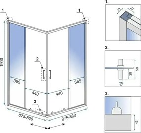 Rea City, sprchový kout s posuvnými dveřmi 90×90 cm + bílá sprchová vanička Savoy, měděná matná, REA-K6984