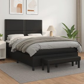 Box spring postel s matrací černá 140x200 cm umělá kůže 3137605