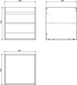 Mexen Rivel, koupelnová skříňka 45 cm, 1 dvířka, s drážkami, šedá matná, 91A21-04547-1-BF62