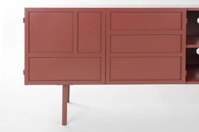 Červený kovový TV stolek 160x58x36 cm Davis – White Label