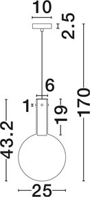 Modré skleněné LED stmívatelné závěsné svítidlo ø 25 cm Nostos – Nova Luce