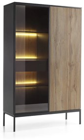 Moderní vitrína SONNY SZ104 LED, černá / dub votan