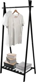 MSV Mia černá / Stojan s policí / bambus, MDF / 64/78 x 44,5 x 159 cm