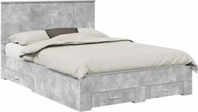 Rám postele s čelo Betonově šedá 140 x 190 cm Kompozitní dřevo 3411308