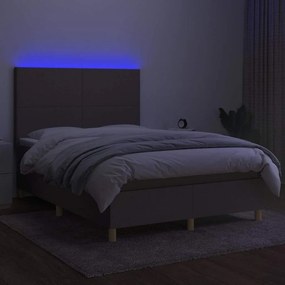 Box spring postel s matrací a LED taupe 140x200 cm textil 3135281