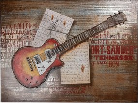 3D kovový obraz Metal Guitar - 100*5*75 cm