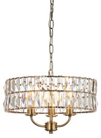 Endon 106243 - Lustr na řetězu CLIFTON 3xE14/6W/230V pr. 38,5 cm mosaz/čirá