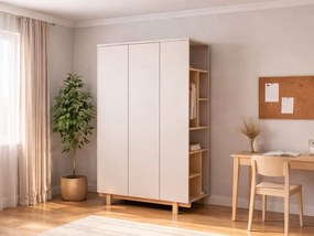 Šatní skříň s otevřeným regálem BASIC kašmírová