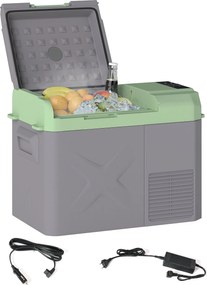 Outsunny 24,2litrový kompresorový chladič - elektrický chladič s LED ECO režimem, tichý mrazicí box, termobok, mini lednička 12/220 V pro auto, truck,