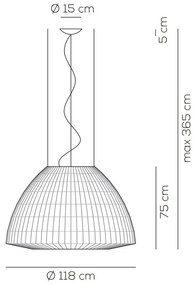 Axolight Bell 118, závěsné svítidlo ze žlutého textilu, 4x75W E27, prům. 118cm