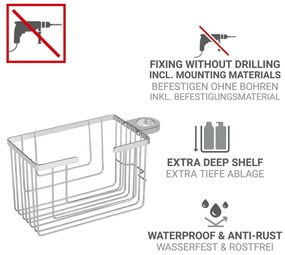 Koupelnová polička bez vrtání z nerezové oceli v leskle stříbrné barvě Valognes – Wenko