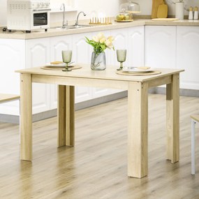 HOMCOM jídelní stůl pro 4-6 osob, obdélníkový, moderní styl, nosnost 50 kg, 120 cm D x 69 cm Š x 75 cm V, dub