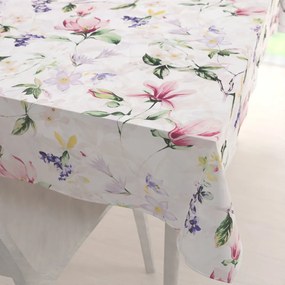 Biante Bavlněný obdélníkový ubrus Sandra SA-287 Mix květin na bílém 120x140 cm