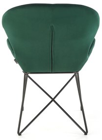 Tmavě zelená sametová židle KAND 458