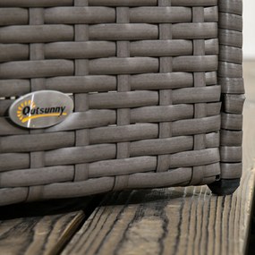 Outsunny Zahradní Truhlík s Příčkami - Vyvýšený Stojan na Rostliny se Šedým Obdélníkovým Květináčem z Woven PE Pryže a Oceli, dim. 103L x 29W x 103H c