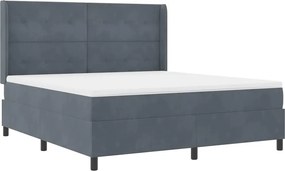 Postel s boxspringem s čelo Tmavě šedá 180 x 200 cm samet 3342021