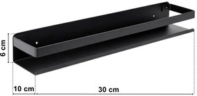 Nástěnná police MEGARA 30 cm černá
