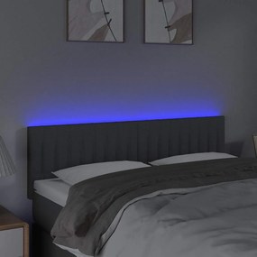 Čelo postele s LED tmavě šedé 144x5x78/88 cm textil 3121849