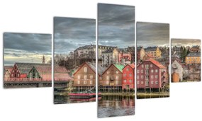 Obraz - Domy u řeky (125x70 cm)