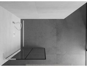 Mexen Kioto L, sprchová zástěna Walk-In 70 x 200 cm, 8mm čiré sklo černý vzor, ​​bílý profil, 800-070-103-20-77