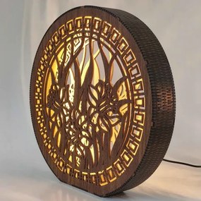Dřevěná lampa s motivem narcisů - Ruční výroba | SENTOP LED0614
