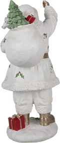 Bílá dekorace figurka Santa Claus s pytlem dárků - 21*23*43 cm