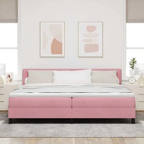 Postel s boxspringem s čelo Růžová 200 x 200 cm samet 3339199