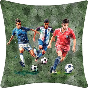 Perkálový bavlněný povlak na polštář Fotbaloví hráči - útok Velikost: 40 x 40