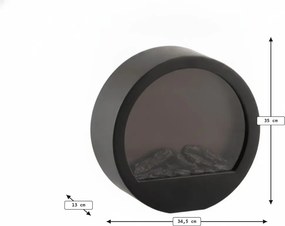 LED dekorace kulatý krb COZY WARM 35x34,5 cm, černý