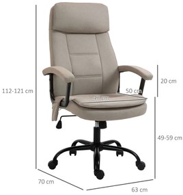 Vinsetto Masážní kancelářská výškově nastavitelná otočná židle, ergonomická, béžová 63 x 70 x 112-121 cm