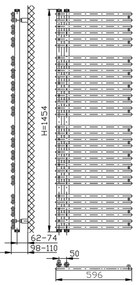 Aqualine Aqualine, TUBINI topné těleso 596x1454 mm, bílá, DC320T