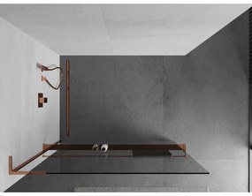 Mexen Kioto+ L, sprchová zástěna Walk-In s poličkou a věšákem 110 x 200 cm, 8mm čiré sklo, růžové zlato profil, 800-110-123-60-00