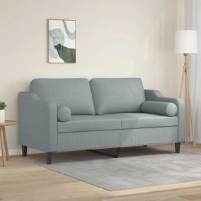 2místná pohovka s polštáři světle šedá 140 cm textil 3200845