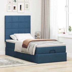 Osmanský postel s matrací modrá 90x200 cm textil 3313132