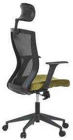 Autronic Kancelářská židle Kancelářská židle, černá MESH síťovina, světle zelená látka, houpací mechanismus, plastový kříž, kolečka pro tvrdé podla (KA-V328 GRN)
