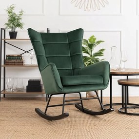 Designové houpací křeslo Bergen zelená velur