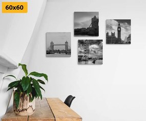 Set obrazů tajemný Londýn v černobílém provedení Varianta: 4x 40x40