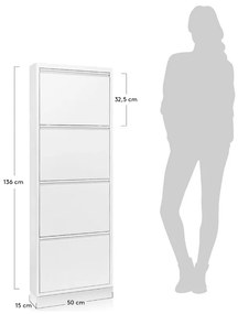 Bílý kovový botník Kave Home Ode 136 cm