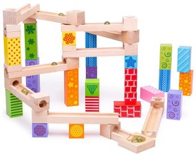 Bigjigs Toys Dřevěná kuličková dráha barevná