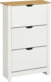 HOMCOM Moderní botník do předsíně - úložný prostor pro 18 párů bot s vyklápěcími zásuvkami a nastavitelnými policemi 72x26x112 cm bílý | Aosom