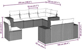 8dílná zahradní sedací souprava s poduškami černá polyratan 3255173
