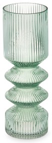 Skleněná váza, rýhované sklo, 8 x 23 cm
