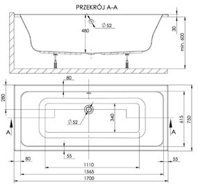 Scansani Keos 170x75 akrylátová vana