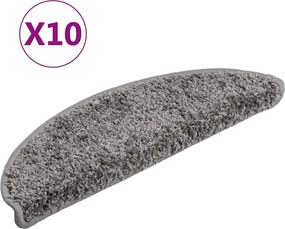 Schodové rohože 10 ks 56 x 17 x 3 cm šedé, půlkulaté 149783